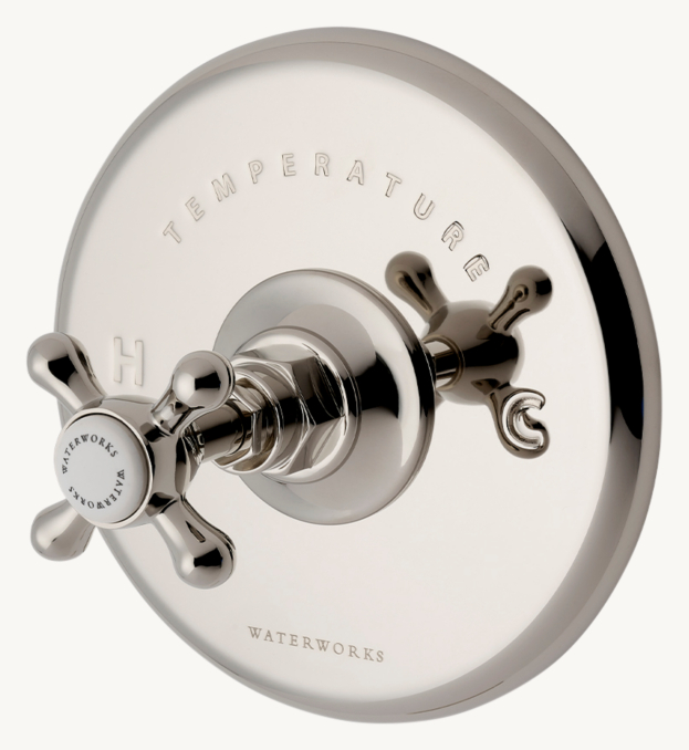 Waterworks Highgate Thermostatic Control Valve Trim With Cross Handle | RH
