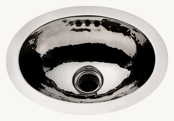 Waterworks Normandy Drop-In Or Undermount Oval Hammered Copper Lavatory ...