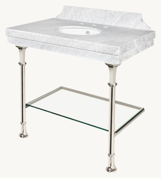 Waterworks Lucerne Two-Leg Single Washstand Packaged With Sink And Slab ...