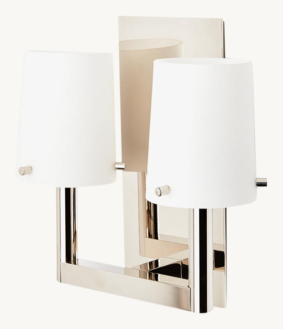 Waterworks Catia Wall-Mounted Double Arm Sconce With Shades | RH