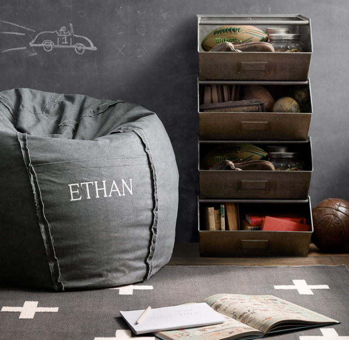 Distressed Canvas Bean Bag Cover Grey RH Baby Child