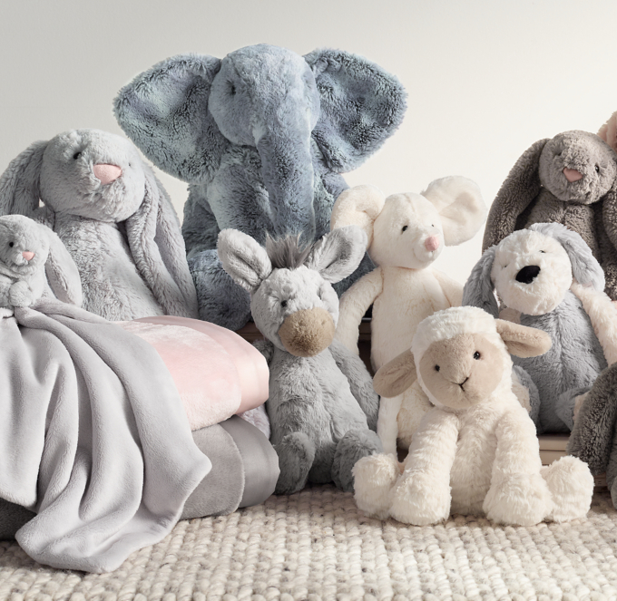 Jellycat Plush Security Blanket Grey Bashful Bunny