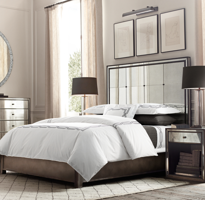 Strand Mirrored Open Nightstand RH