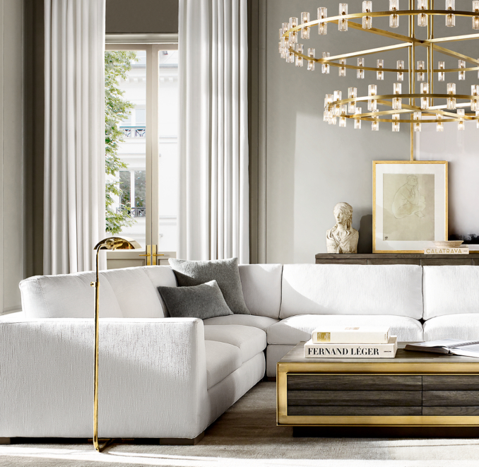 Modena Taper Arm Left-Arm Sofa-Chaise Sectional