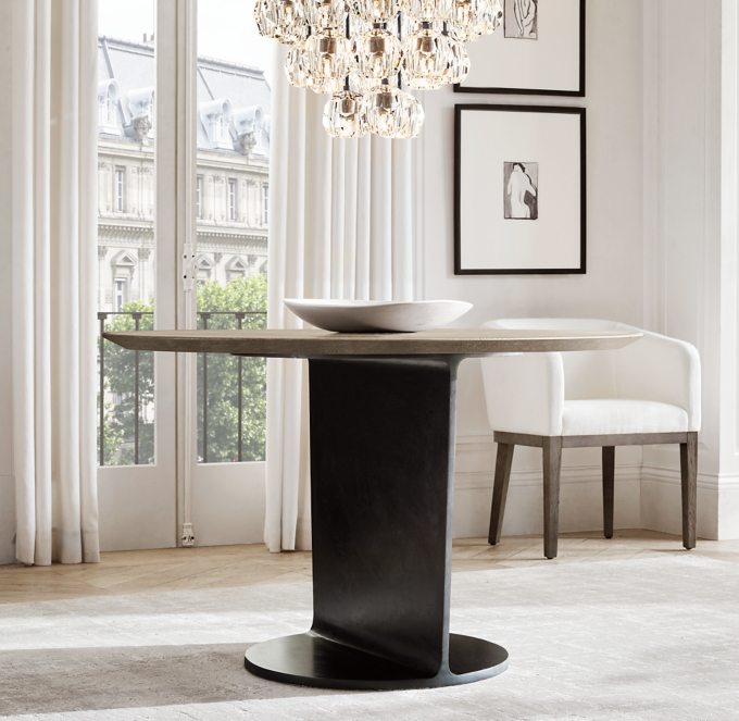 I Beam Round Dining Table RH TEEN