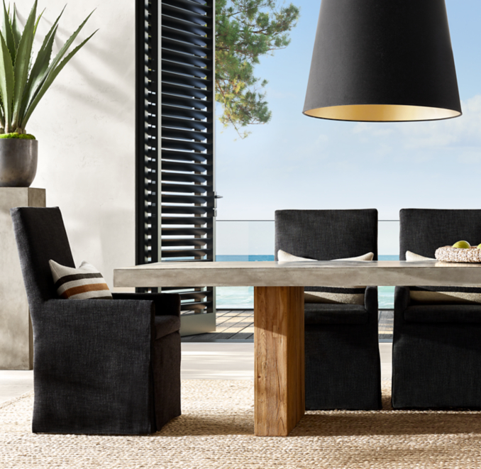 Solano Concrete & Teak Rectangular Dining Table