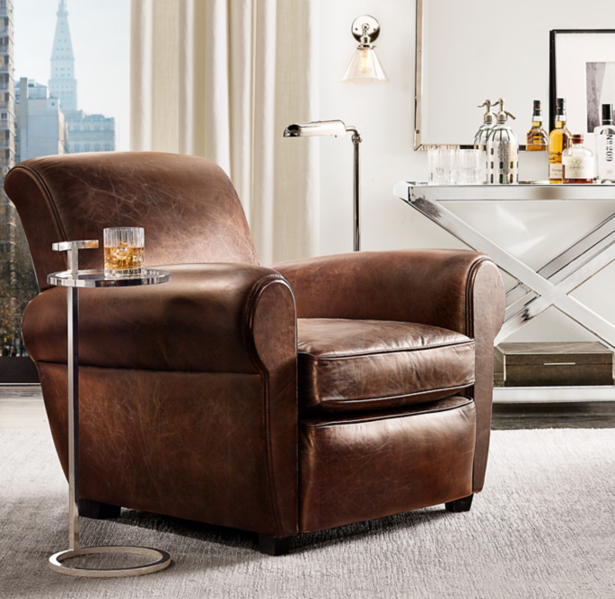 Restoration hardware leather club chair store
