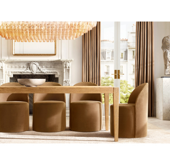 French Contemporary Rectangular Extension Dining Table