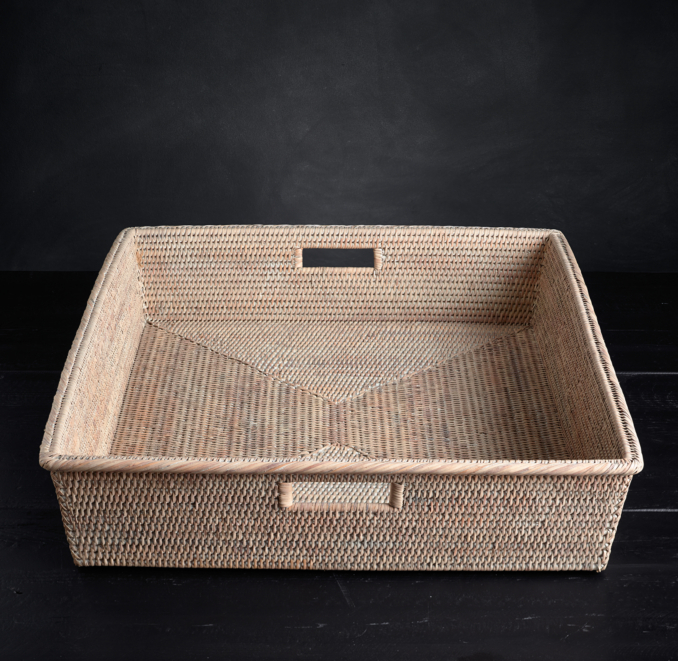 Handwoven Rattan Large Rectangular Tray
