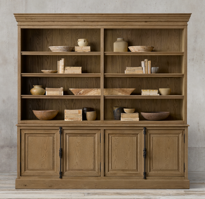 French Panel 4-Door Sideboard & Open Hutch