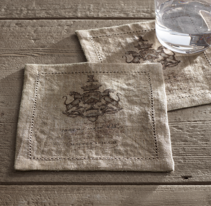 18Th C. English Armorial Crest Cocktail Napkins (Set of 4) - Prairie