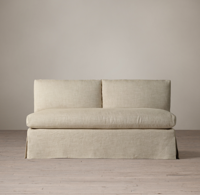 Belgian Classic Shelter Arm Slipcovered Armless Sofa