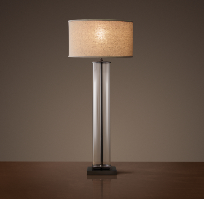 French Column Glass Buffet Lamp