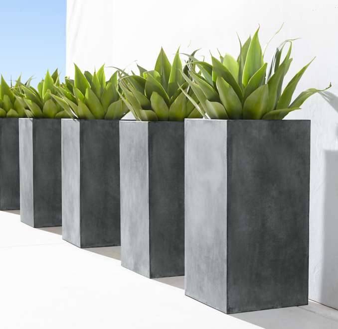 4' Estate Zinc Square Planter - Weathered Zinc