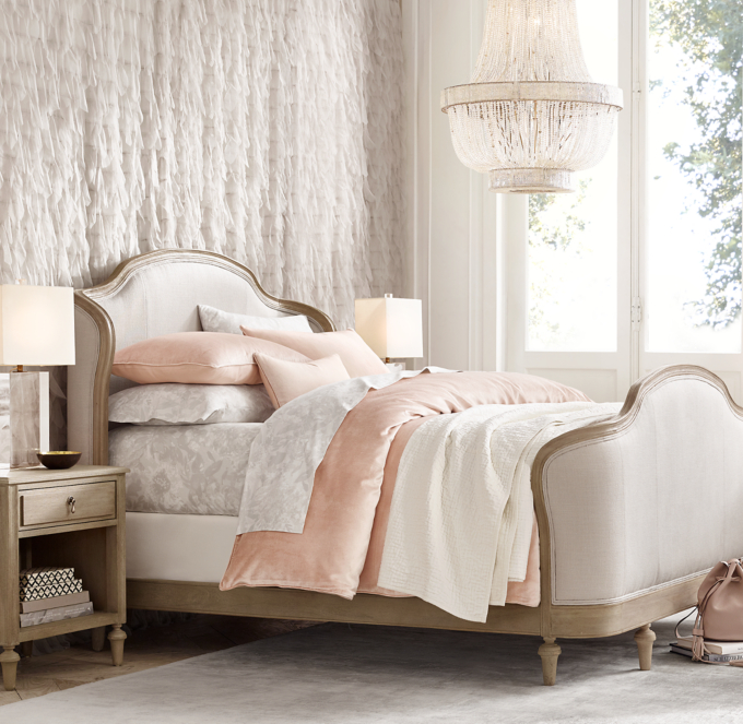 Juliet Upholstered Bed Aged Driftwood RH TEEN