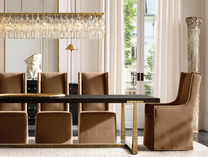T Brace Rectangular Extension Dining Table RH