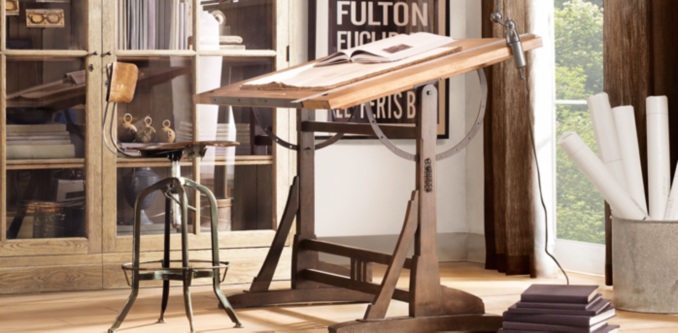 Restoration Hardware French Drafting Table 1920s French Drafting Table