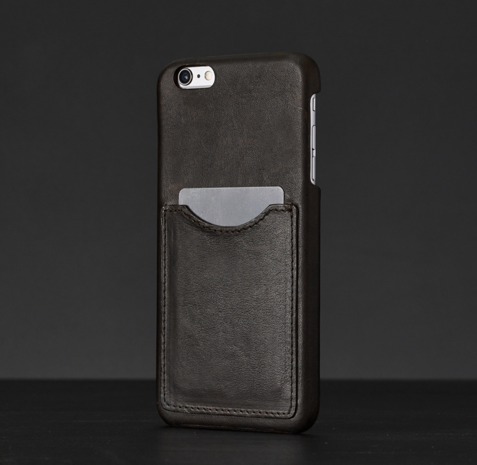 Italian Leather Card Case for iPhone® - Walnut