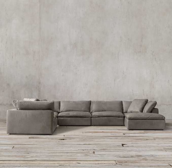 Cloud Modular Leather Sofa-Chaise Sectional