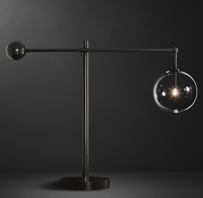 Glass Globe Mobile Lever Task Table Lamp