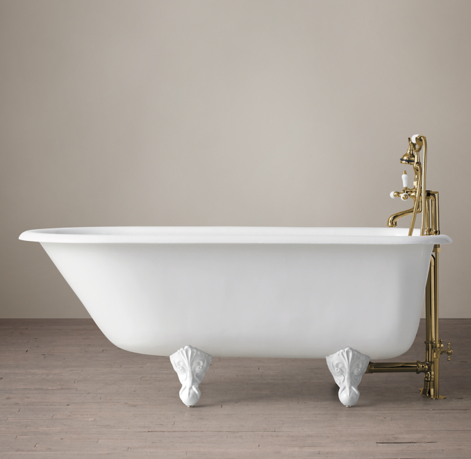 Classic Victorian Clawfoot Tub with Lever-Handle Tub Fill - White Feet