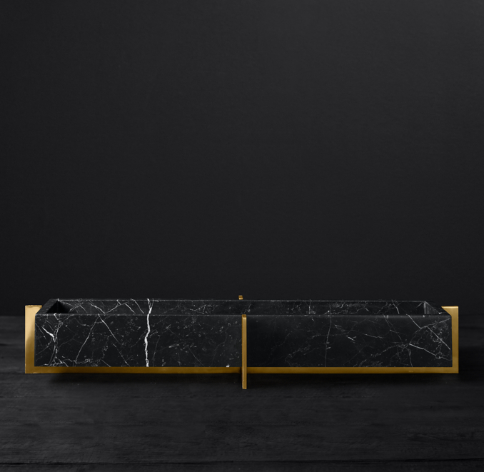 Mataro Marble and Brass Rectangular Trough | RH