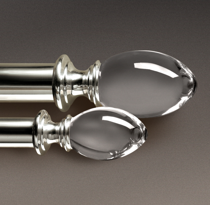 Estate Crystal Oval Finials (Set of 2) - Silver