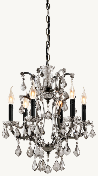 19th C. Rococo Iron & Crystal Round Chandelier 18" | RH