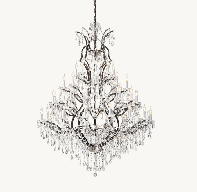 19th C. Rococo Iron & Crystal Round Chandelier 60" | RH