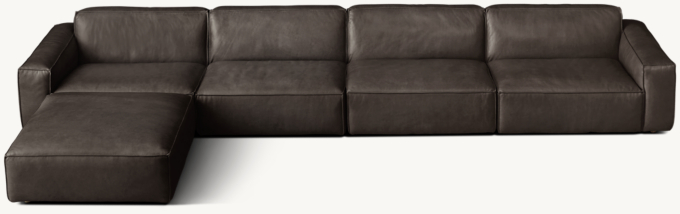 Como Modular Leather Sofa Chaise Sectional RH