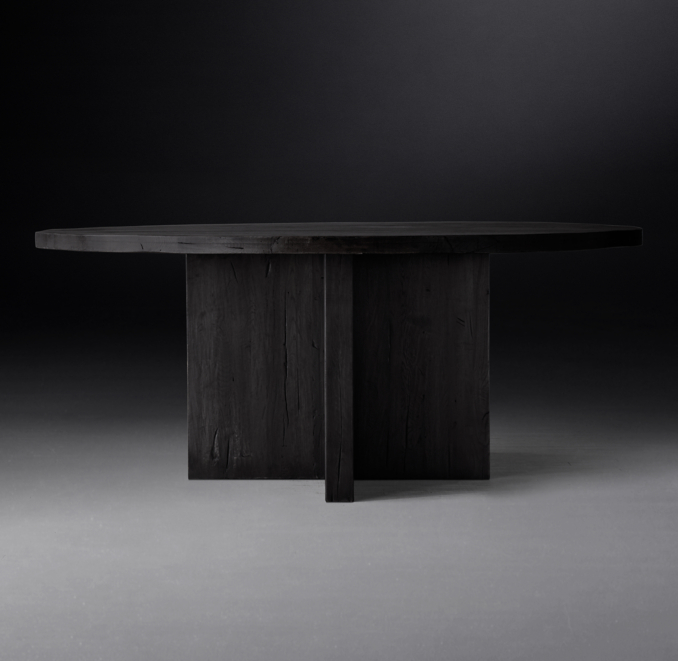 Reclaimed Russian Oak Plank Round Dining Table | RH