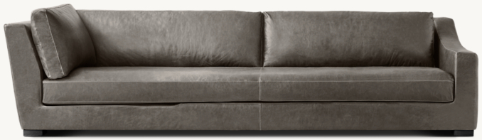 Modena Leather Slope Arm Right-Arm Return Bench-Cushion Sofa | RH