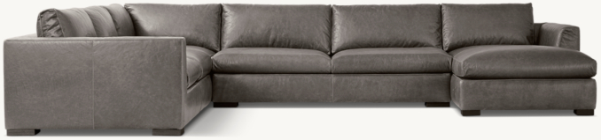 Modena Taper Arm Leather U-Sofa-Chaise Sectional | RH