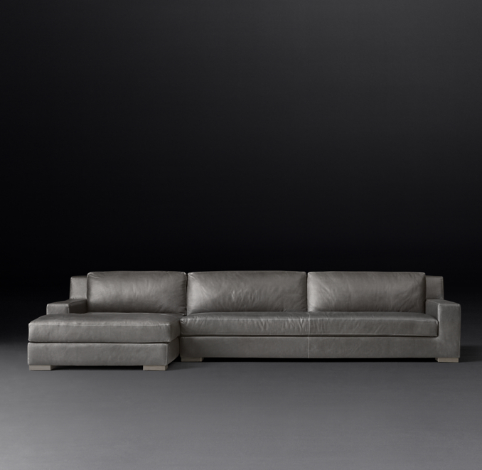Modena Track Arm Leather Sofa Chaise Sectional | RH