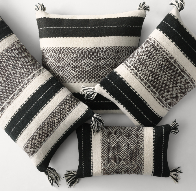 Handwoven Moroccan Hanbel Tasseled Pillow Cover - Square