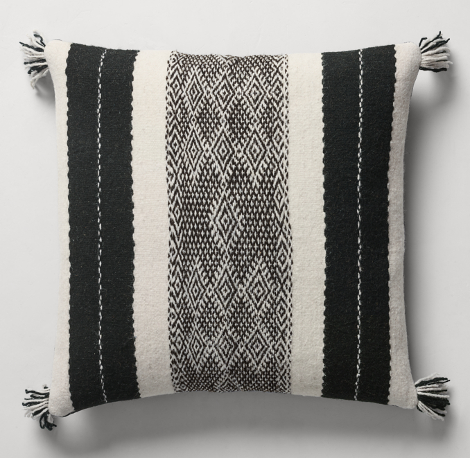Handwoven Moroccan Hanbel Tasseled Pillow Cover - Square
