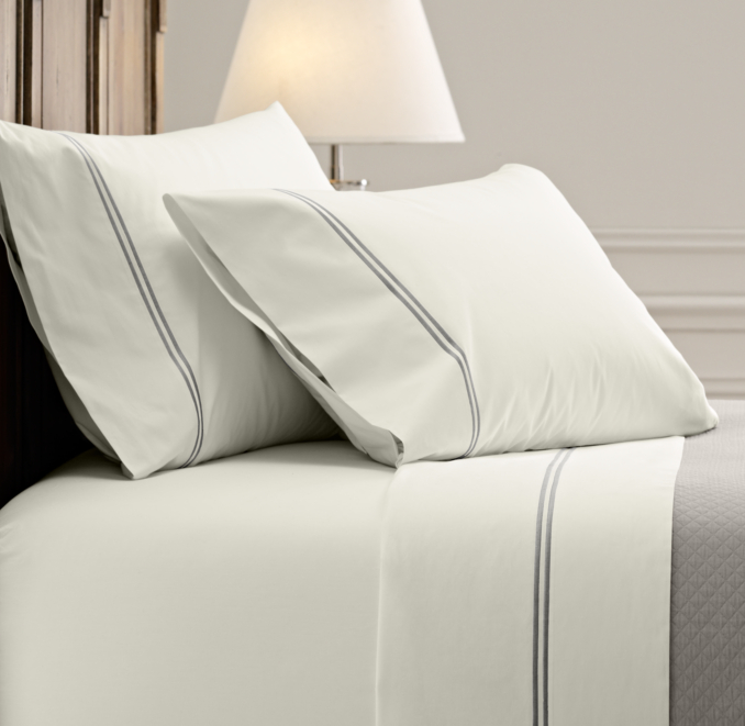 Italian Hotel Satin Stitch Ivory Sheet Set