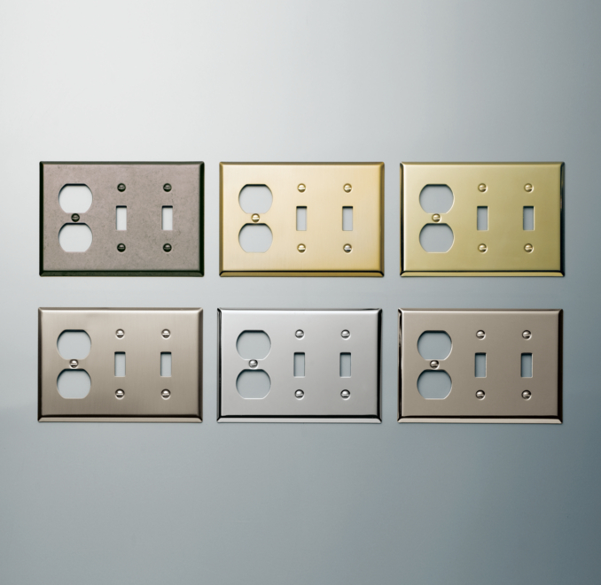 Metal Double Switch and Single Socket Plate Combo