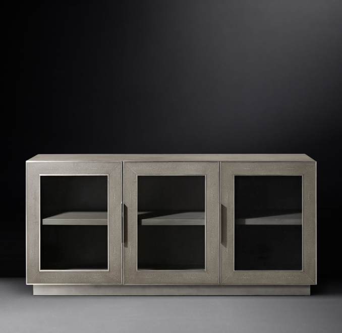 Cela Shagreen Glass Triple-Door Media Console