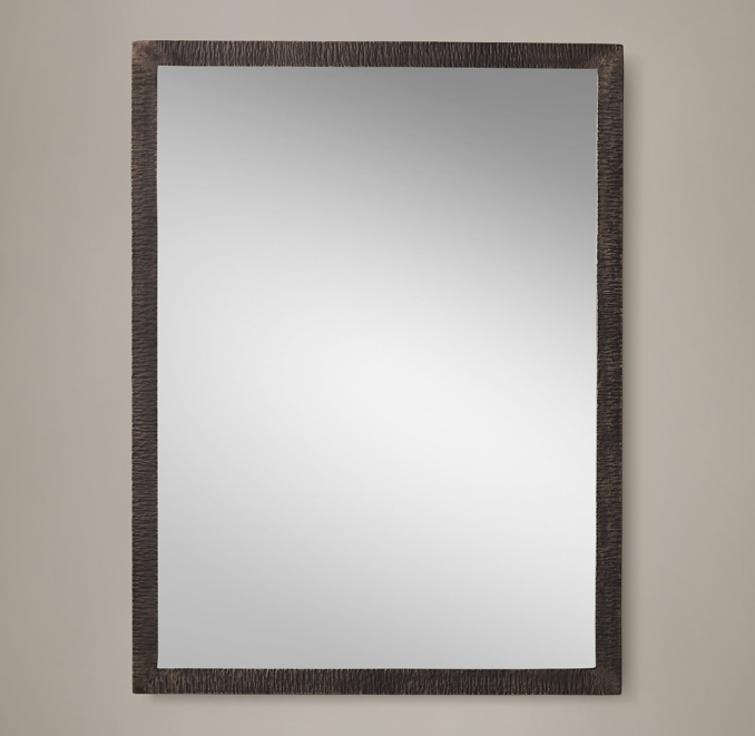 Hand-Textured Wrought Iron Mirror - Narrow Frame