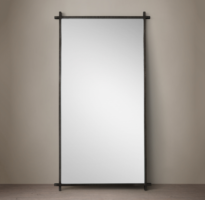 Ribbed Cross-Corner Floor Mirror