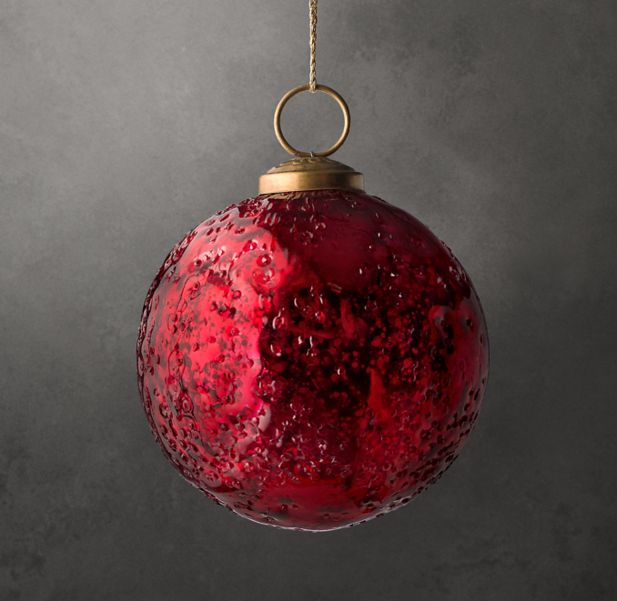 Handblown Mercury Glass Ornament - Textured Ball