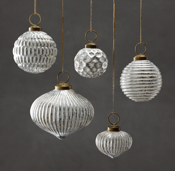 Geometric Textured Glass Ornament Collection