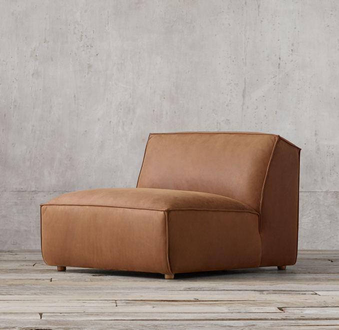 Como Modular Leather Armless Chair | RH