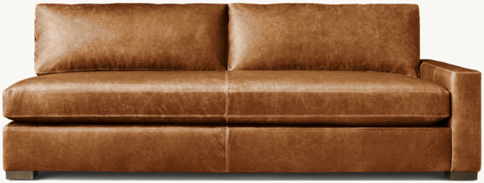 Maxwell Leather Right-Arm Bench-Seat Sofa | RH