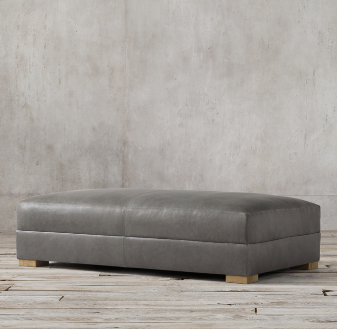 Restoration hardware leather ottoman coffee table store