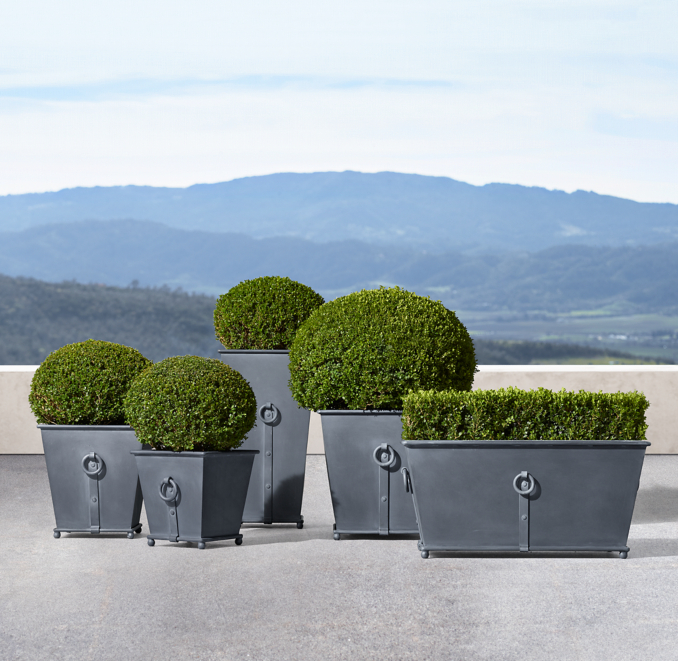 Estate Zinc Ring Square Planter