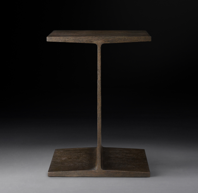 I-Beam Wood Square Side Table