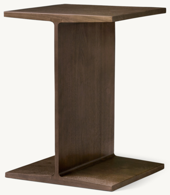 I-Beam Wood Square Side Table