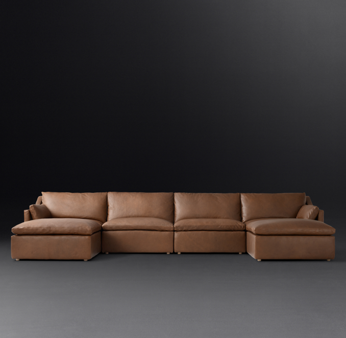 Cloud Slope Arm Modular Leather Customizable Sectional